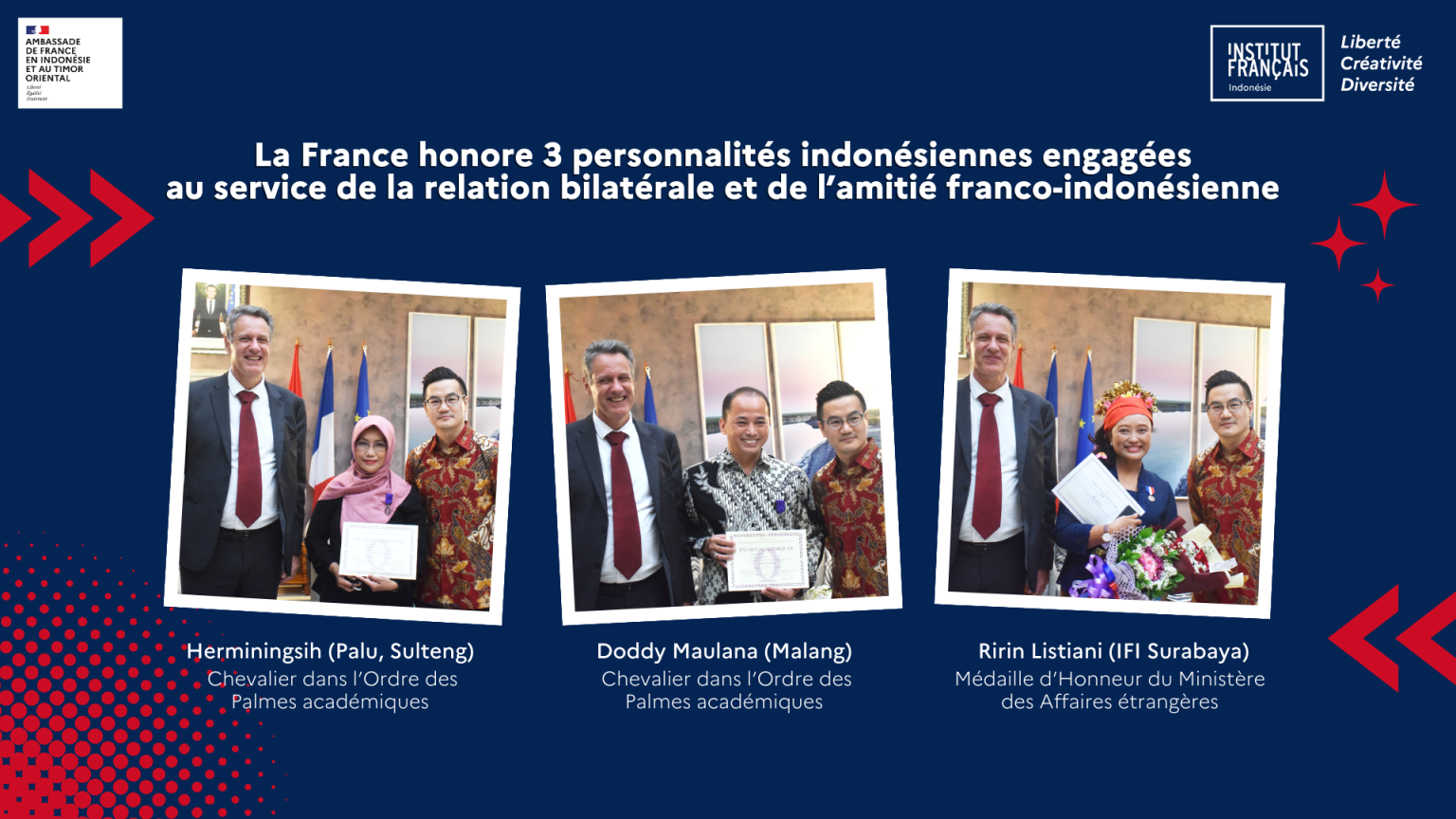 Prancis menyampaikan penghargaan kepada 3 tokoh Indonesia yang ...